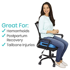 Vive Hemorrhoid Pillow - Donut Cushion for Pain & Pressure Relief, Surgery Recovery, Postpartum, Pregnancy - Men, Women Hemorrhoidal Seat - for Sitting, Office Chair, Car - Portable, Memory Foam