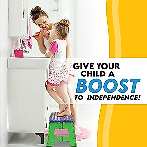 Crayola 9” inch Folding Step Stool (1 Pack), Step Stool for Kids, Toddler Color Learning, Toddler Step Stool, Kitchen Helper Stool for Toddlers, Potty Training Step Stool, Step Stool 300 lb Capacity