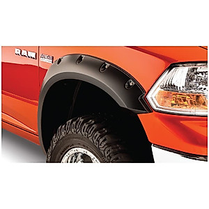 Bushwacker Pocket/Rivet Style Front Fender Flares | 2-Piece Set, Black, Smooth Finish | 50037-02 | Fits 2009-2018 Dodge Ram 1500; 2019-2022 Ram 1500 Classic (Excludes R/T & Rebel)