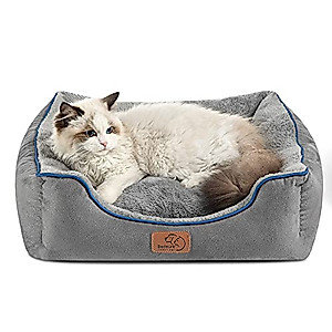 Bedsure Small Dog Bed for Small Dogs Washable - Cat Beds for Indoor Cats, 20 Inches Rectangle Cuddle Puppy Bed with Anti-Slip Bottom, Grey