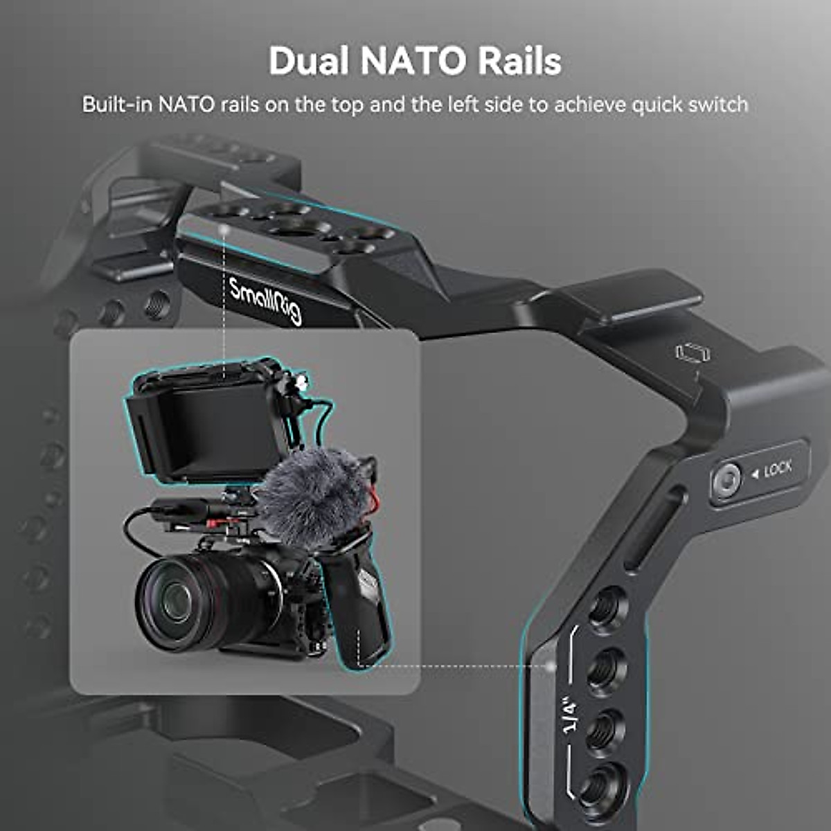 SmallRig R6 Mark II Camera Cage for Canon, Formfitting Video Making Camera Rig for Canon R6 Mark II, Built-in Dual NATO Rails, Quick Release Plate for Arca, Horizontal and Vertical Shooting - 4159