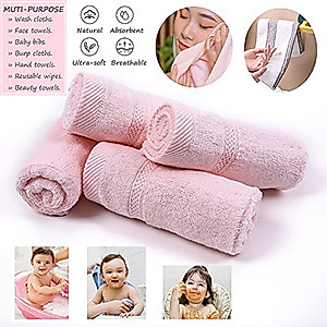 Mother-Earth Hand Towels, Fingertip Towels for Bathroom - 11 x 18 Inches, Extra Absorbent and Soft Terry Towels for Sensitive Skin, Quick Dry, Set 4 Pieces (Pink)
