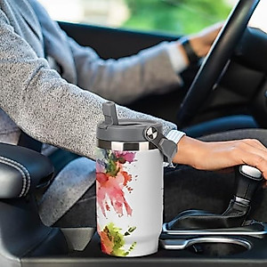 HJUQNGF 30oz Stainless Steel Insulated Tumbler with Flip Lid & Straw, Leakproof Travel Mug for Car, Schnauzer Double Wall Vacuum Thermal Coffee Cup with Handle, Spill-Proof Design for Hot/Cold Drinks