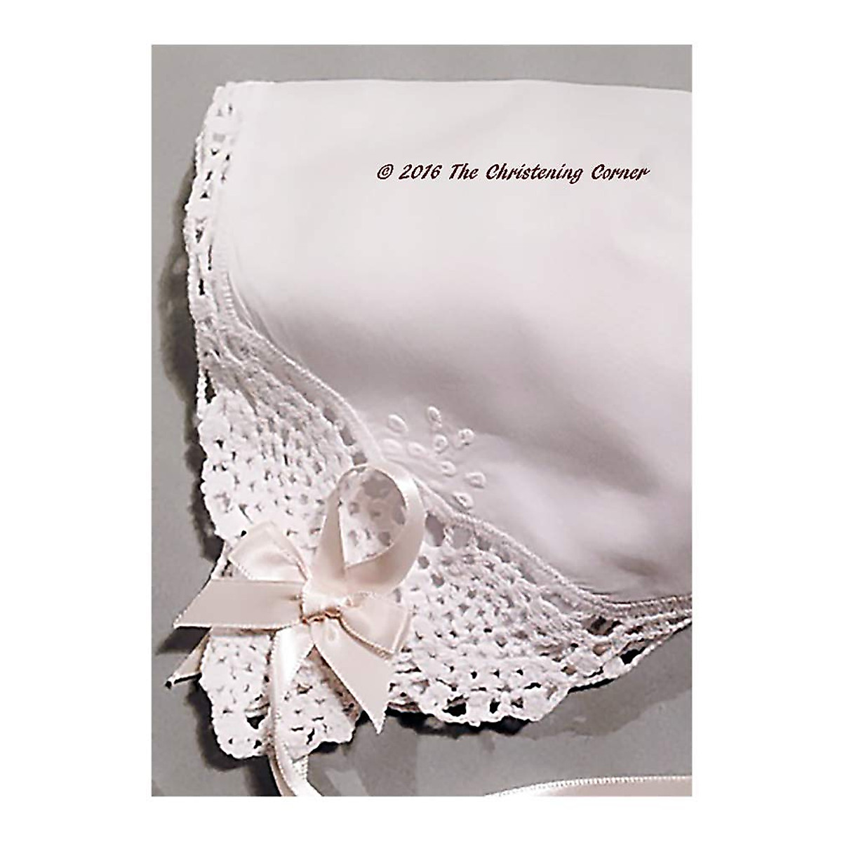 Angel Lace Christening Handkerchief Bonnet