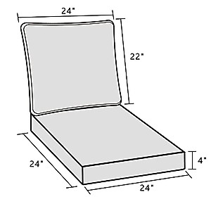 INFBLUE Deep Seating Chair Cushion Outdoor Patio Seat and Back Cushion for Outdoor Furniture Water Repellent Set 24 x 24 inches (Black Stripes)