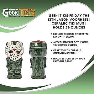 Friday The 13th Geeki Tikis Jason Voorhees Mug | Official Horror Collectible Tiki Style Ceramic Cup | Holds 26 Ounces