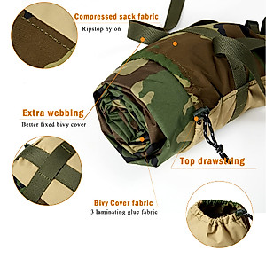 Akmax.cn Bivy Cover Sack for Military Army Modular Sleeping System, Waterproof Outer Shell for Sleeping Bag, Minimalist Stealth Shelter Multicam/Woodland/UCP/OCP