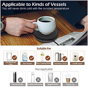 Candle Warmer, YISH Flat Bottom Coffee Mug Warmers for Desk, 25W Electric Tea and Espresso Beverage Warmers for Home and Office, Cup Warmer Auto Shut Off with 3 Temperature Setting (Y130US)