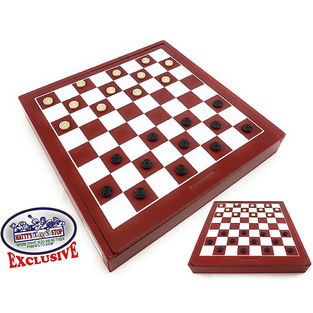Matty's Toy Stop Exclusive Deluxe 10-in-1 Chess, Checkers, Tic Tac Toe, Backgammon, Mill, Roll Em, Insanity, Chinese Checkers, Mancala & Pick-Up Sticks Wooden Cabinet Game Set