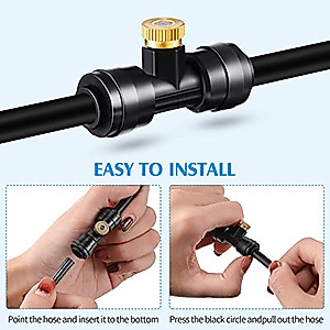 Misting Nozzles Kit Include Water Misting Nozzle Tees Thread 1/4 Inch and Brass Orifice Nozzle with Black Plug for Outdoor Spray Cooling System (72 Pieces in Total)