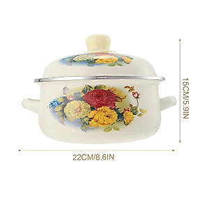 Angoily Enamel Soup Pot Round Covered Stockpot Nesting Prep Bowls Prepping Bowls Casserole Dish Ceramic Saucepan with Lid Nonstick Stock Pot Kitchen Stew Pot Pasta Ceramics Porcelain Pot