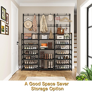 Raybee 7-Tier 73.5'' H Metal Hall Tree with 12 Hooks, Coat and Shoe Rack for Entryway, Freestanding Coat Rack with Shelf for Small Spaces, Sturdy and Durable, Easy to Assemble