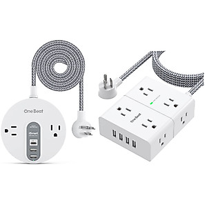 Power Strip Surge Protector with USB, Widely AC Outlet Extension Cord Flat Plug Desktop Charging Station