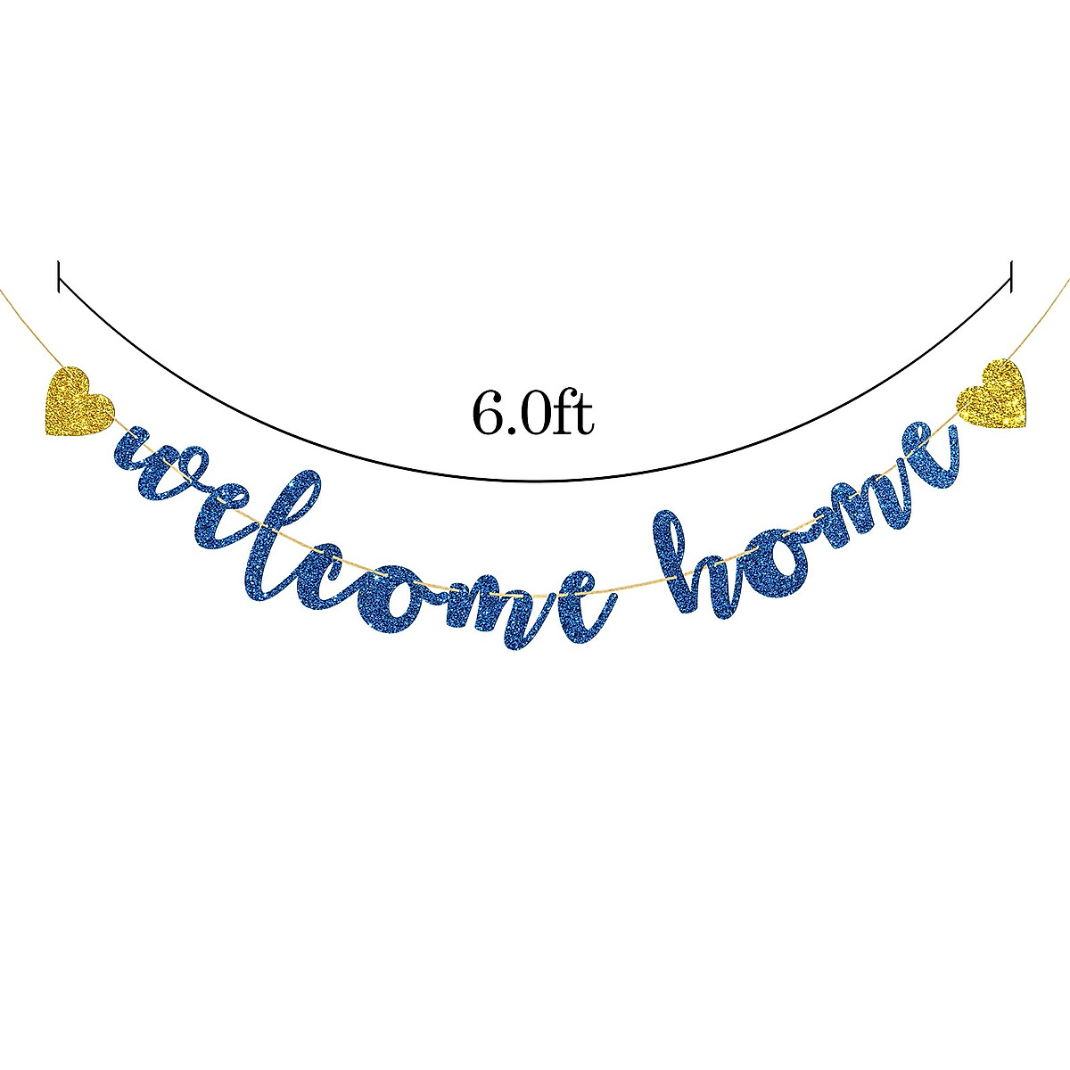 Welcome Home Banner, Glitter Welcome Party, Retirement, New House, Moving Away Party Decoration Supplies Blue Glitter