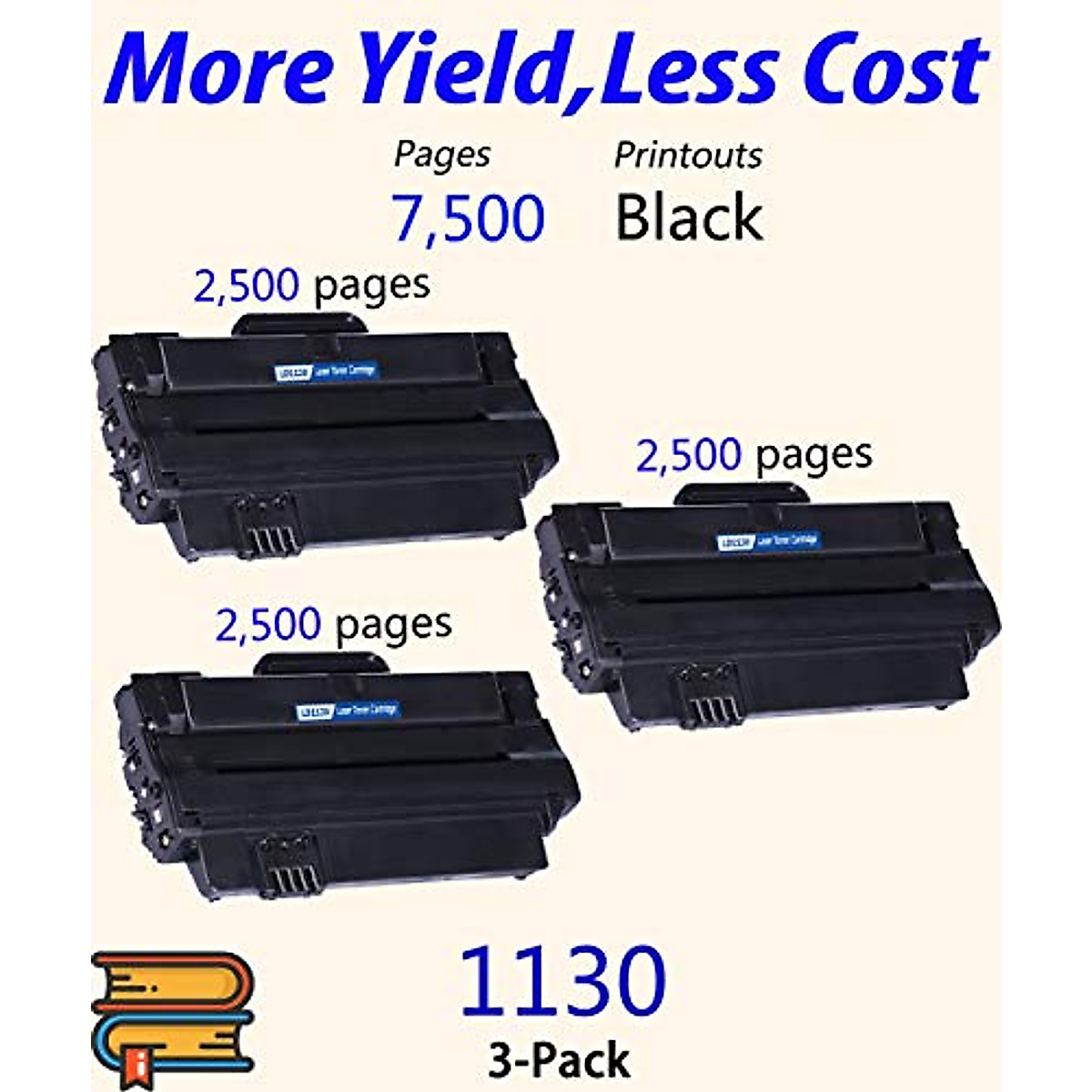(3-Pack, Black) ColorPrint Compatible Toner Cartridge Replacement for Dell 1130n 1130 7H53W 2MMJP 1135n 1133 1135 330-9523 330-9524 3J11D Laser Printer (2.5k)