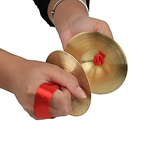 2Pcs Mini Copper Hand Cymbals 90mm Diameter Gong Band Rhythm Beats Percussion Musical Instrument for Parties, Dances, Belly Dances, Holiday Celebration