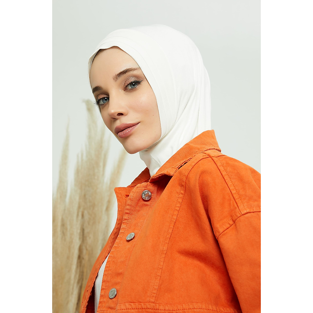 Aisha's Design Instant Turban 95% Cotton Head Scarf Pleated Ninja Cap Casual Easy Turban Headwear Slip on Practical Express Hijab, Cream