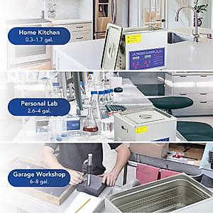 CREWORKS Ultrasonic Cleaner with Digital Timer & Heater, Portable 10L Ultrasonic Cavitation Machine, 304 Stainless Steel Professional Sonic Cleaning Machine for Jewelry Circuit Boards Auto Parts More