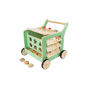 Small Foot Wooden Toys Premium Pastel Wooden Baby Walker and playcenter Move it! Designed for Toddlers 12+ Months, Multi (10947)