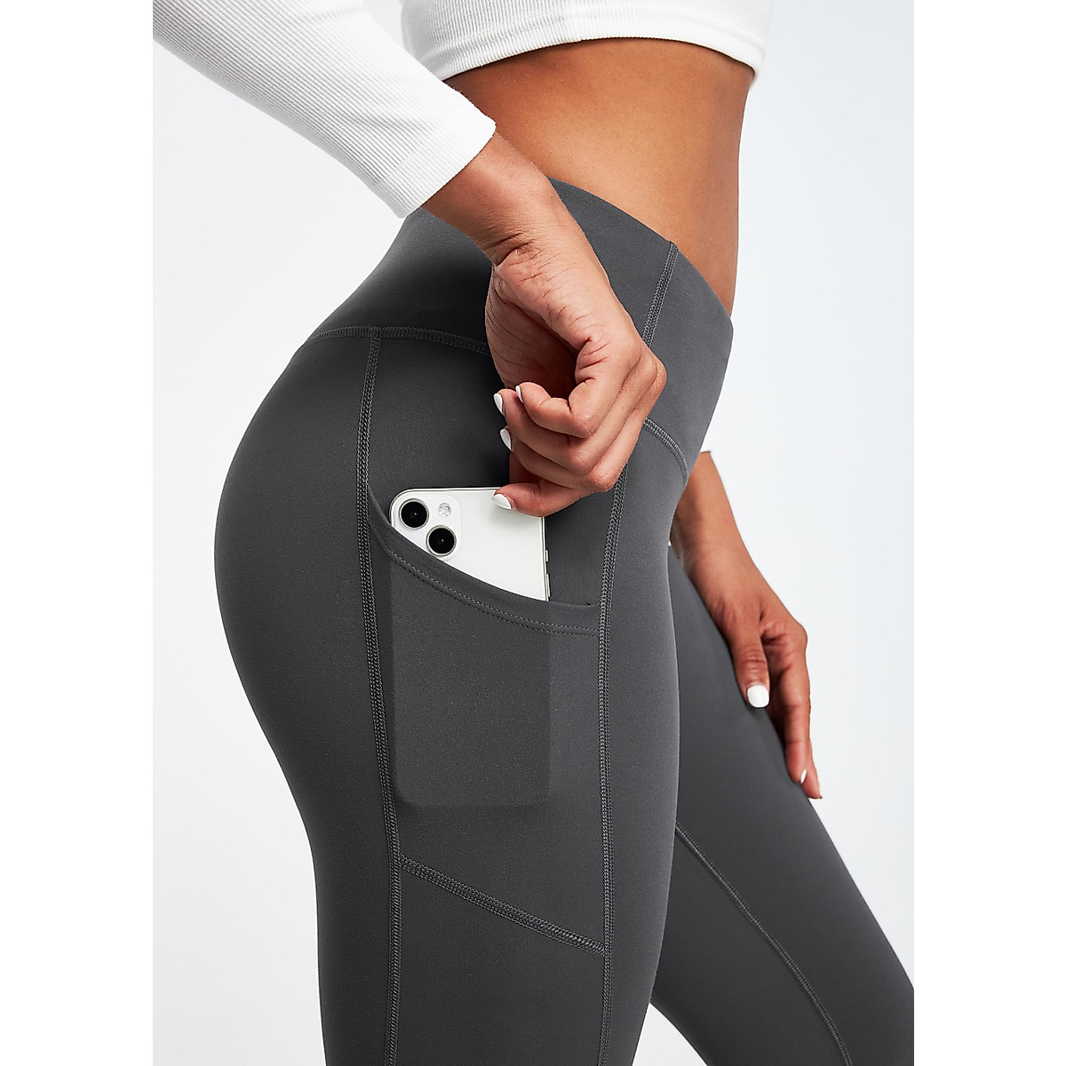 Heathyoga Fleece Lined Leggings Women Thermal Leggings for Women with Pockets Warm Leggings for Winter Yoga Pants Gray