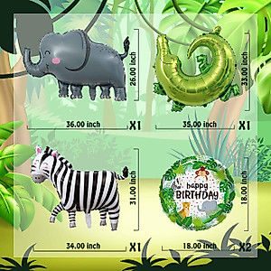 uoyoi 9Pcs Safari Jungle Animal Balloons,Wild One Birthday Decorations Baby Shower Jungle Safari Party Supplies Favors,Kids Elephant Monkey Lion Giraffe Leopard Zebra Crocodile Balloon