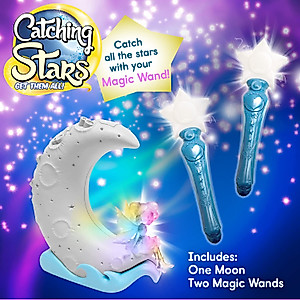 Fotorama Kids Catching Stars Deluxe Game with Two Magic Fairy Wands and Moonlight Star Projector, Perfect Slumber Party Game, Switch to Night Lamp Mode Before Falling Asleep, for Ages 5 and Up
