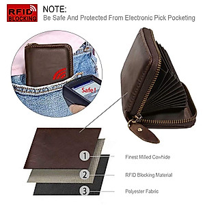 GADIEMKENSD Credit Card Holder RFID Blocking Leather Wallet Cute for Women and Man Coin Purse Protector Small Cards Case With Ladies Zipper Security Wallets Coffee