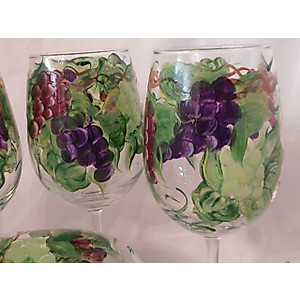 Hand painted multi grape goblets. Set of 4.