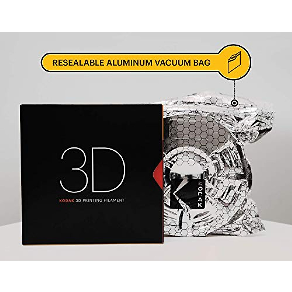 KODAK 3D printer filament NYLON 12 NATURAL color, +/- 0.03 mm, 750g (1.6lbs) Spool, 2.85 mm. Lowest moisture premium filament in Vacuum Sealed Aluminum Ziploc bag. Fit Most FDM Printers