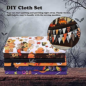 Souarts 6pcs Halloween Fabric Squares, 20x20inch/50x50cm Cotton Fabric Bundle, Halloween Material Fabric Sewing Quilting Patchwork Fabric, DIY Craft Halloween Ghost Floral Pattern Pumpkin Fabric