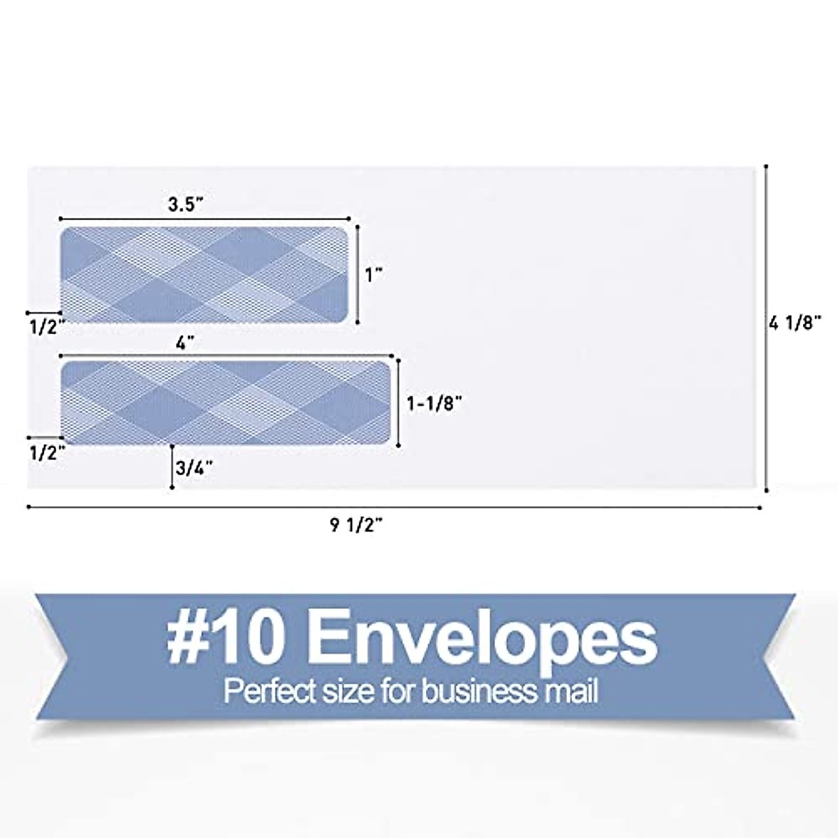 500 #10 Double Window Security Envelopes, PANDRI NO.10 Self-Seal Window Envelopes Designed for Invoices and QuickBooks, Business Statements & Documents - Number 10 Size 4 1/8 Inch X 9 1/2 Inch- 24 LB