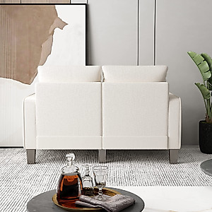 CITYLIGHT Loveseat Sofa Couch 2-seat Sofa Modern Small Sofa with Linen Fabric, Solid Wood Legs, Upholstered 2 Person Couch for Living Room, Bedroom, Small Space (Light Grey)