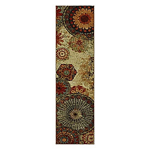 Mohawk Home Caravan Ornamental Floral Medallion 2' x 8' Area Rug - Orange - Perfect for Living Room, Dining Room, Office