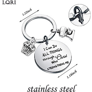 LQRI Baker Gift Pastry Chef Gift I Can Do All Things Through Christ Who Strengthens Me Keychain Baking Gift Culinary Student Graduation Gift (sliver)