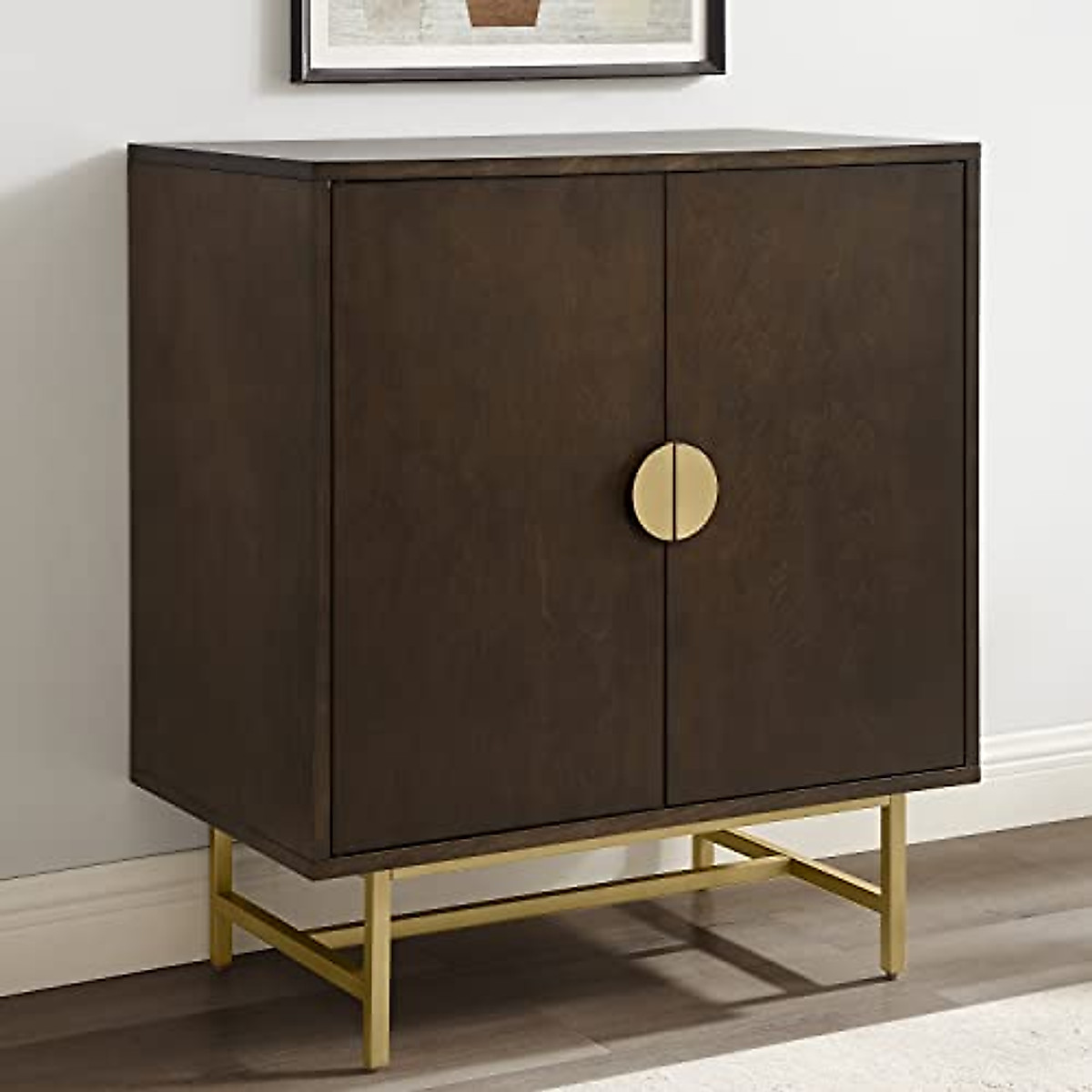 Crosley Furniture Blair Bar Cabinet, Dark Brown/Gold