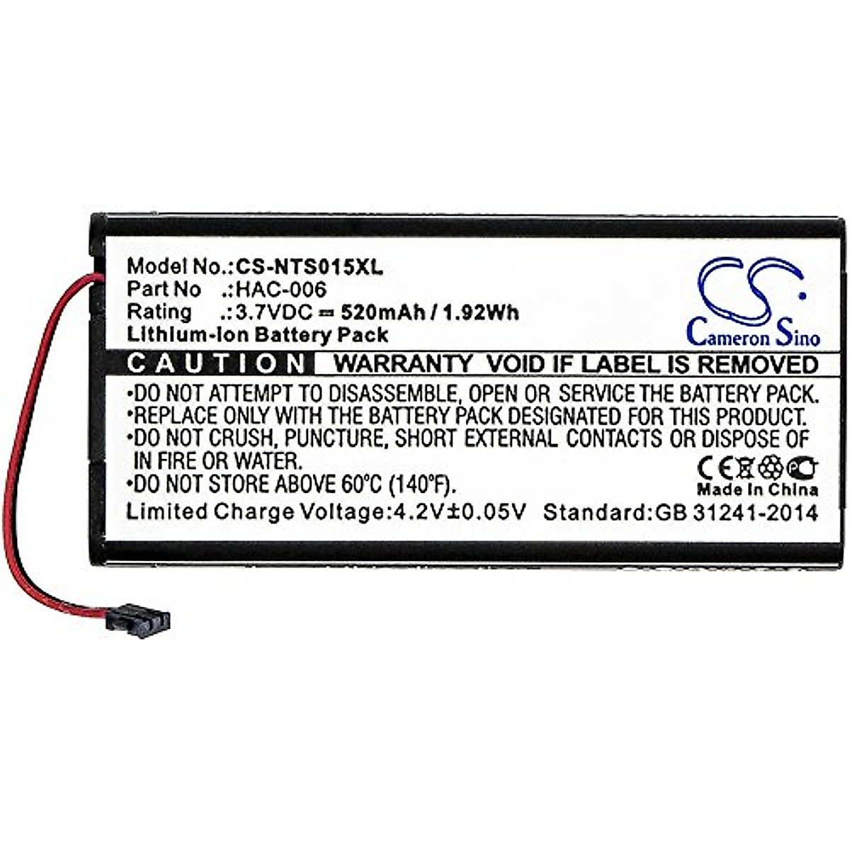 Qigenia HAC-006 Replacement Battery for HAC-A-JCL-C0 HAC-A-JCR-C0 Switch Controller HAC-016 HAC-015,HAC-BPJPA-C0 Battery (520mAh/3.7V)