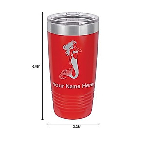 LaserGram 20oz Vacuum Insulated Tumbler Mug, Mermaid, Personalized Engraving Included (Red)