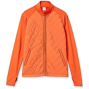 Amazon Essentials Men's Slim Fit Performance Stretch Quilted Active Jacket, Orange, X-Large