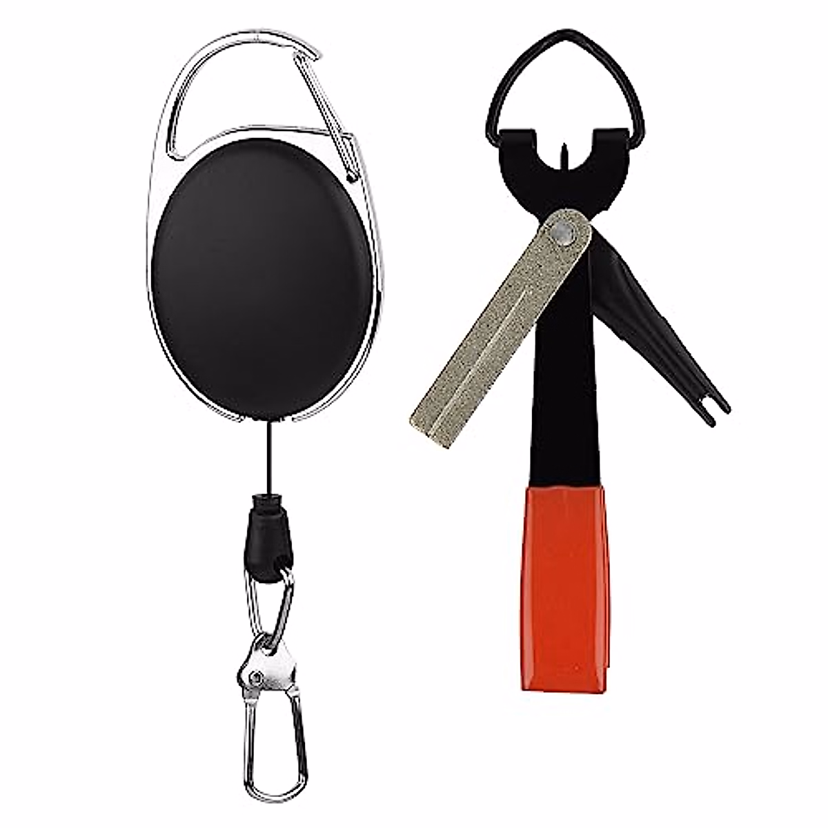 Cosmos Fishing Quick Knot Tying Tool Fly Fishing Nippers 4 in 1 Fly Line Clippers Hook Sharpener Hook Eye Needle Ket, Fly Fishing Knot Tying Kit with Zinger Retractor (Red)