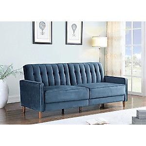 US Pride Furniture Square Arm Sofa Bed Sofabed, Teal Blue