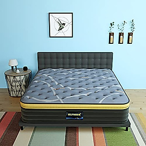 Elfreda Short Queen Mattress, RV Mattress (60''x74 12 inch Pillow Top Innersprings Hybrid Mattress, Memory Foam and Pocket Spring Firm Mattress, Supportive & Pressure Relief Mattress, Bed in a Bag
