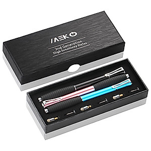 MEKO (2nd Gen)[2 in 1 Precision Series] Universal Disc Stylus Touch Screen Pen for iPhone,iPad,All Other Capacitive Touch Screens Bundle with 6 Replacement Tips,Pack of 3 (Black/Rose Gold/Aqua Blue)