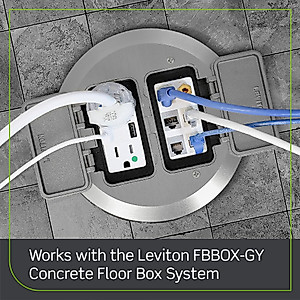 Leviton FBC2F-N Concrete Floor Box Nickel Plated Cover Plate, 2 Decora Flip Lids