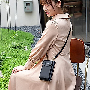 Women Small Crossbody bag,Cell Phone Shoulder Bags Purse Lightweight Handbags Wallet with Credit Card Slots (black)