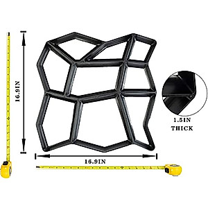 Concrete Molds and Forms, 2 Pack Plus Size 16.9x16.9x1.57inch Reusable DIY Stepping Stone Cement Paver Walkways Mold Walk Maker for Patio, Lawn & Garden