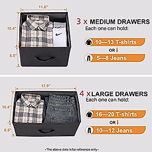 Aquzee Room Dresser, 7 Fabric Storage Drawers Dresser with Baffle Plate Top for Home Organization, Steel Frame 11.4" D x 39" W x 35.4" H Clothes Dresser with Deep Pull Drawers