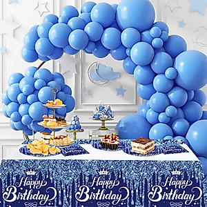 41pcs Navy Blue and Silver Party Supplies ,include 20 Plates, 20 Napkin and 1pcs Tablecloth,Used for Navy Blue and Silver Birthday Party Decoration (BBB)