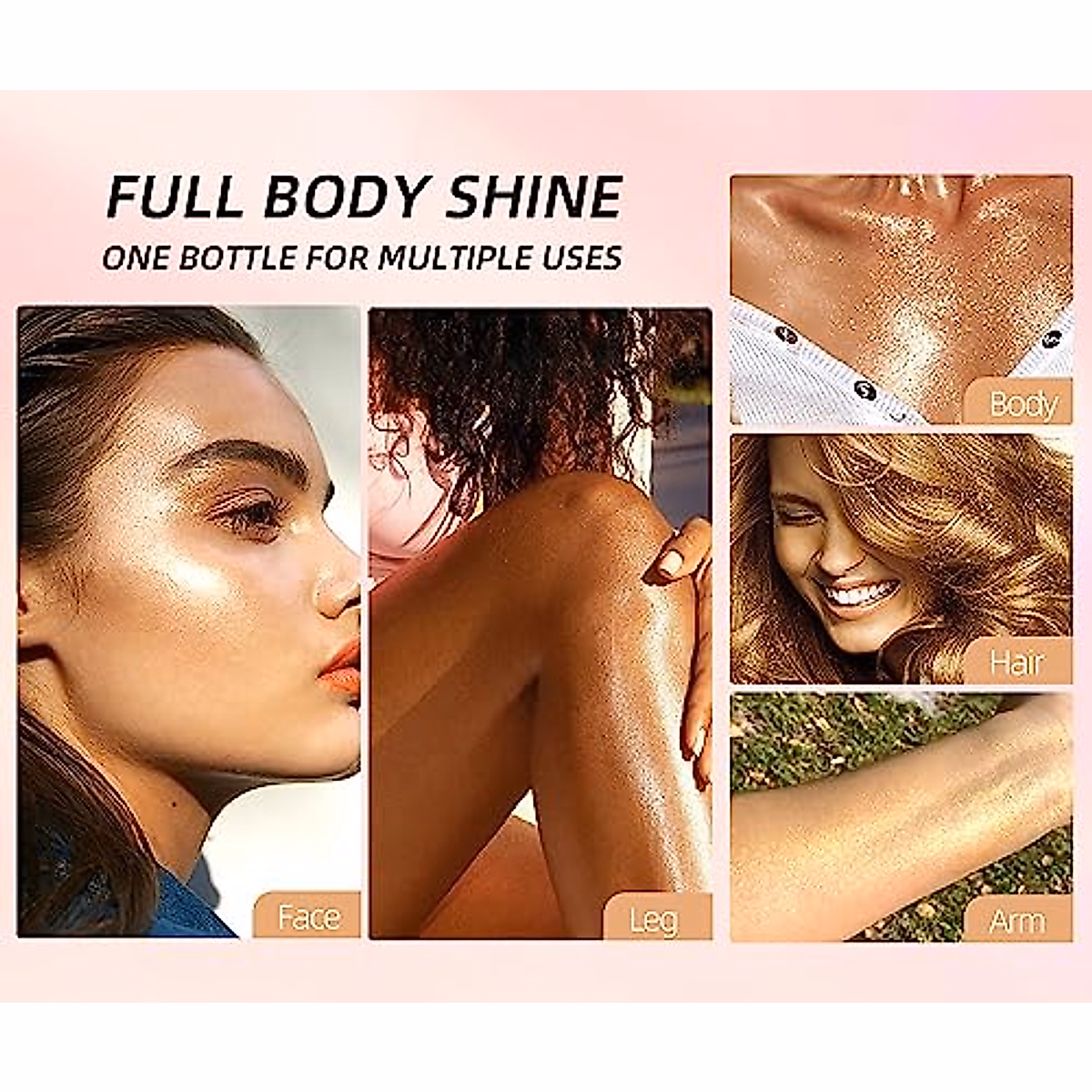 Pexihoap 3 Colors Body Glitter Set, Shimmer Face and Body Highlighter Powder with Sponge Head, High Gloss Fairy Glitter Sparkle Powder, Highlight Makeup for Hair Face Body Cosmetics