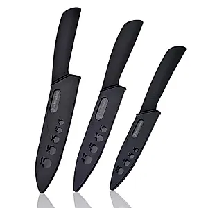 Magiware Ceramic Knives, Ceramic Knife Set with Sheaths Cover -Sharp Longer Never Rust (include 6 Inch Chef Knife, 5inch Utility Knife, and 4 Inch Paring Knife