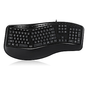 Adesso Tru-Form 150 3-Color Illuminated USB Ergonomic Keyboard AKB-150EB